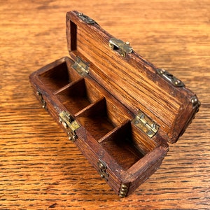 Postage Stamp Holder ~ Stamp Trunk ~ Oak & Brass ~ Vintage Office ...