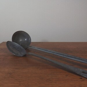Kitchen Utensils, Tinned Spoon& Enamelware Ladle, Vintage Farm House ...