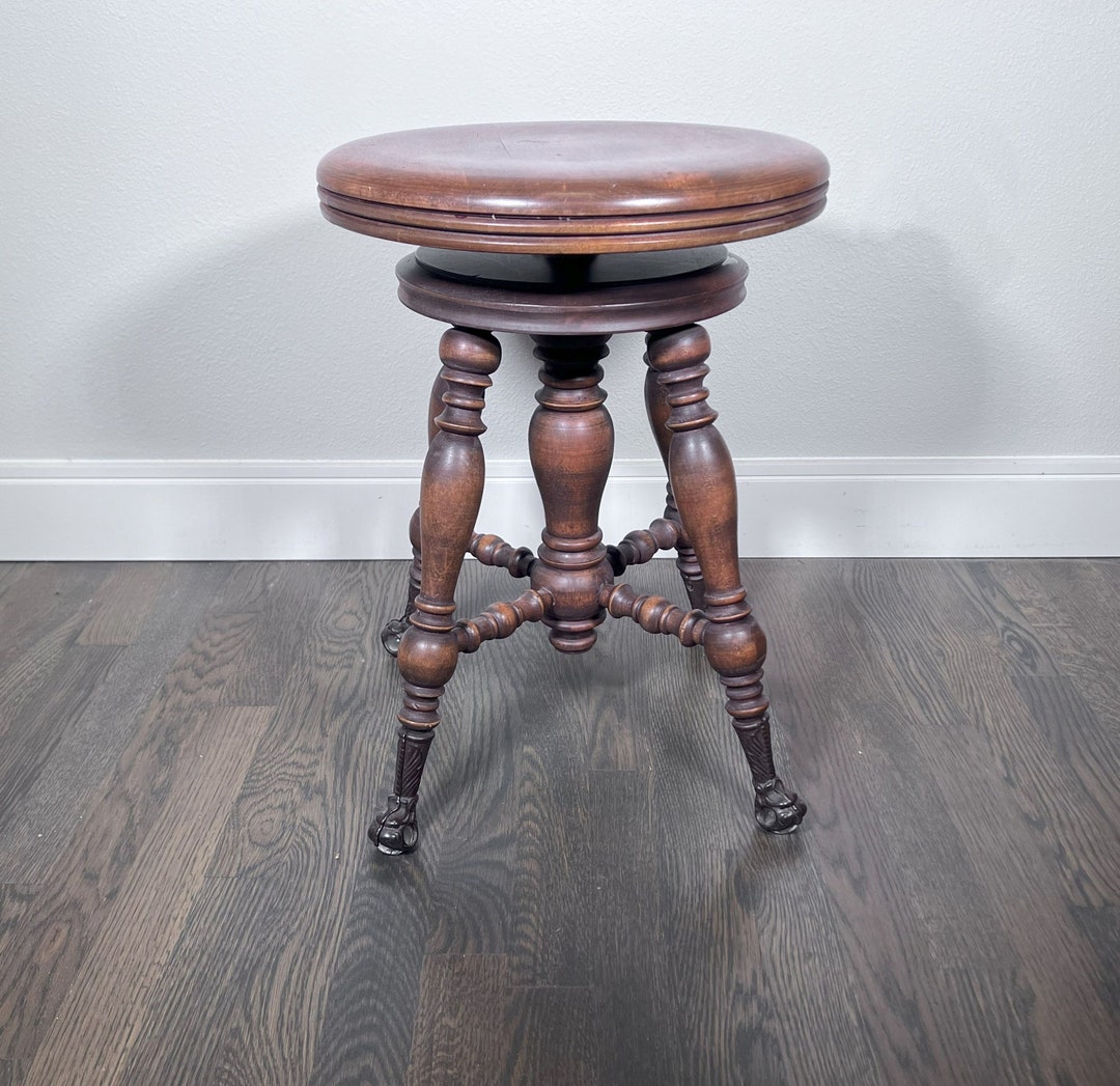 Piano Stool Telescoping H. Holtzman & Sons Claw and Ball Feet Turned ...