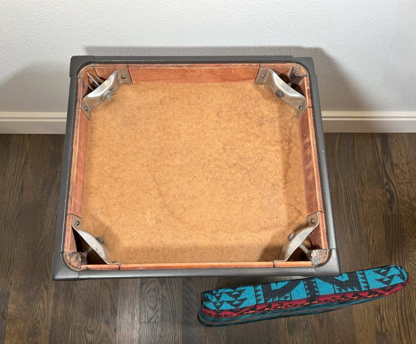 Pendleton Wool Stool With Storage: Native American Pattern, Black Wood ...