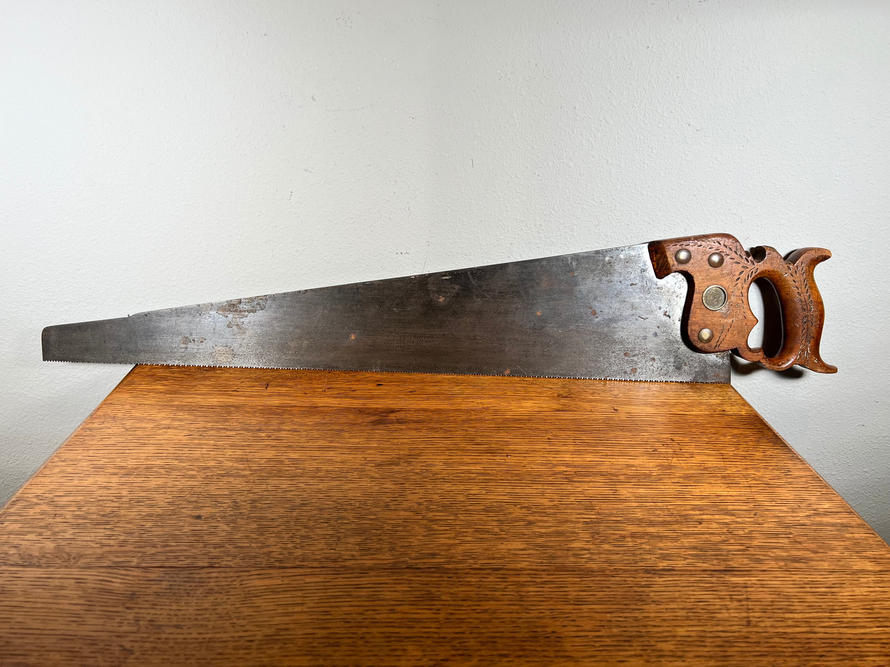 Antique Henry Disston Hand Saw: London Spring Steel, Wheat Pattern - Etsy