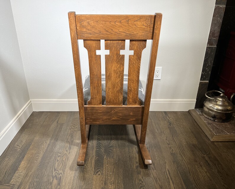 Rocking Chair With Cross 'san Miguel' Wool Seat - Etsy