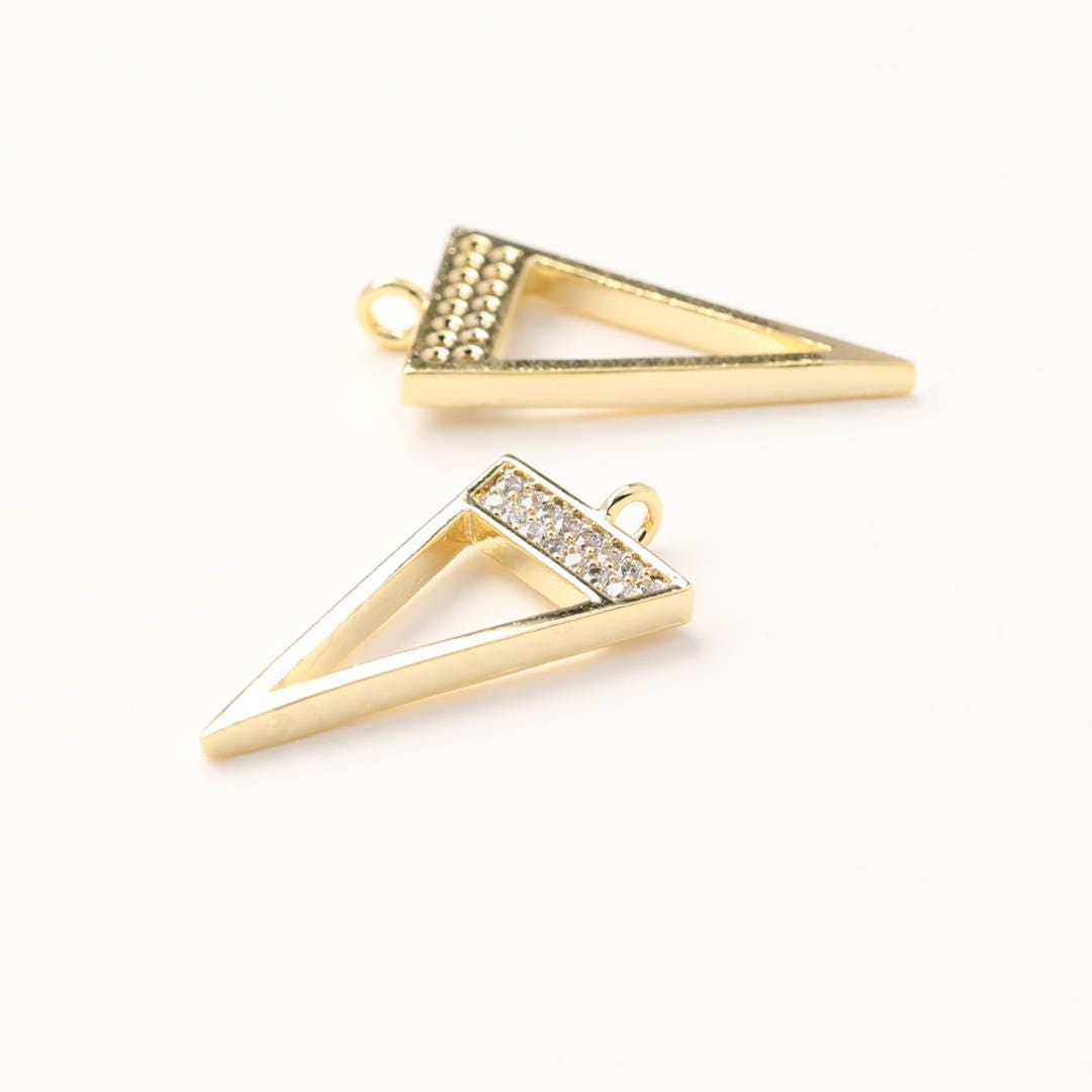 3394041 / Inverted Triangle / 16k Gold Plated Brass With CZ | Etsy