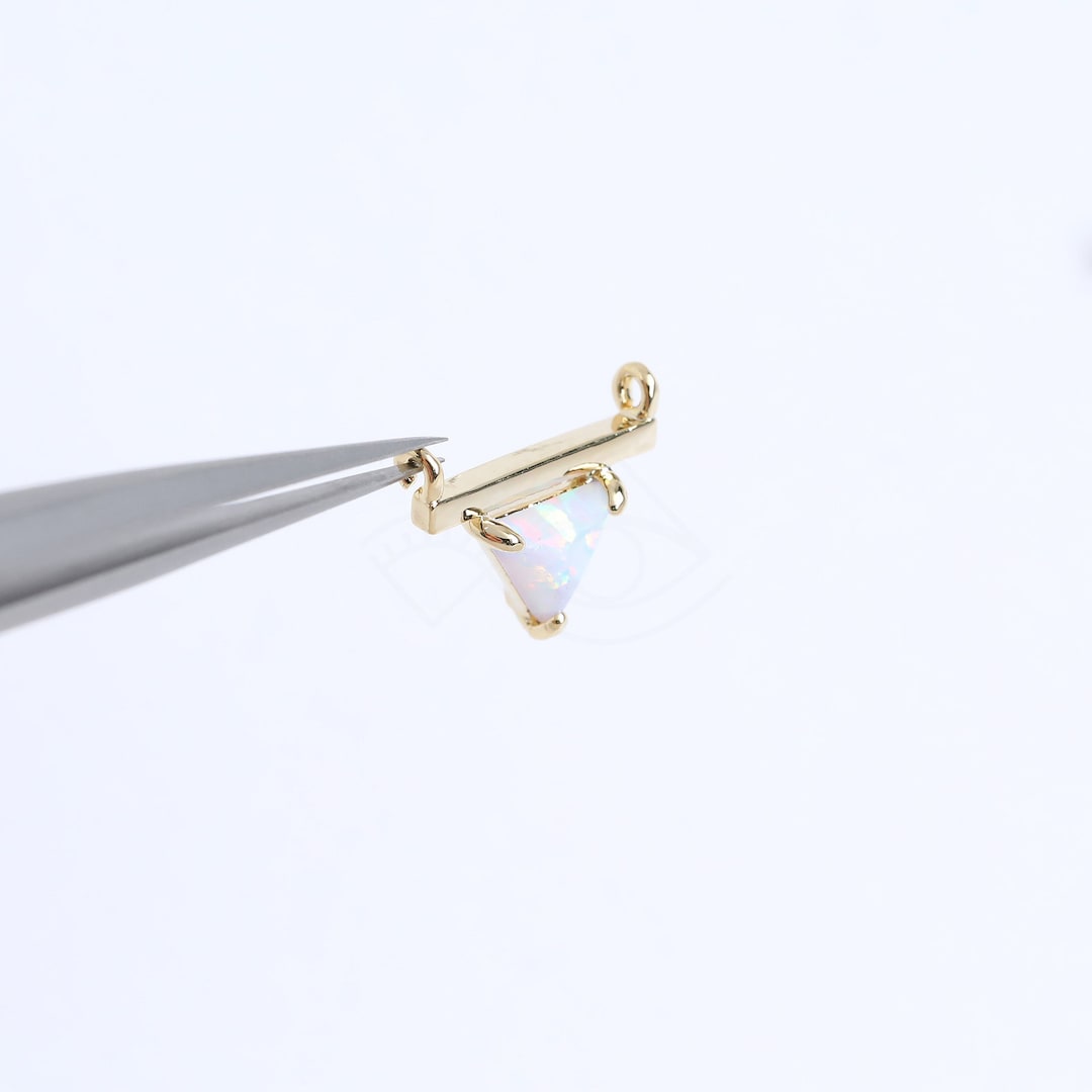 3703011 / Inverted Triangle / 16k Gold Plated Brass With Opal Pendant ...