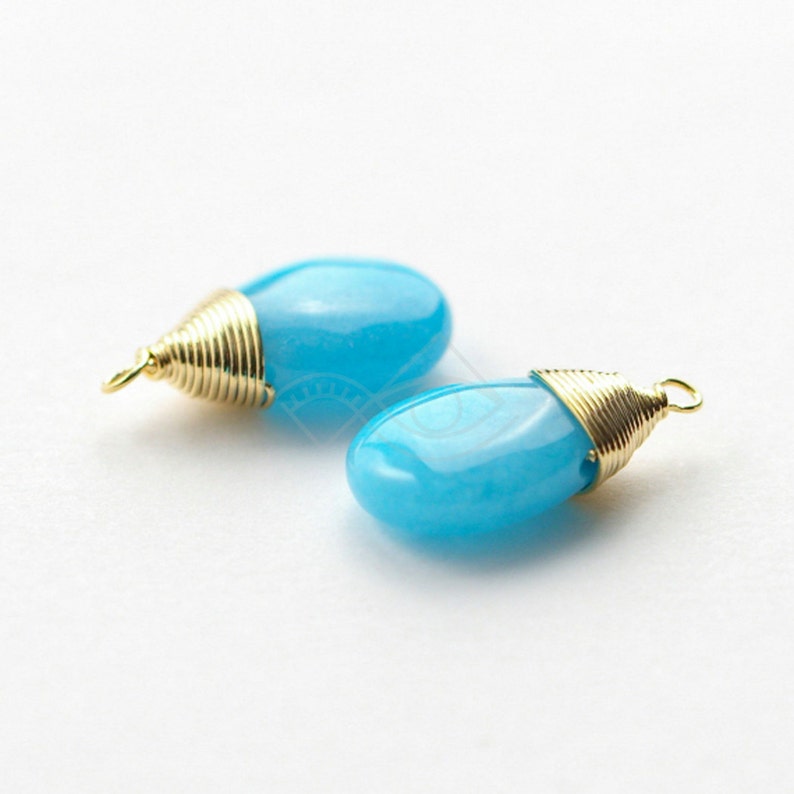 1050052 / Dark Aqua / Rhodium Plated Wire Loop Pendant 10mm X | Etsy