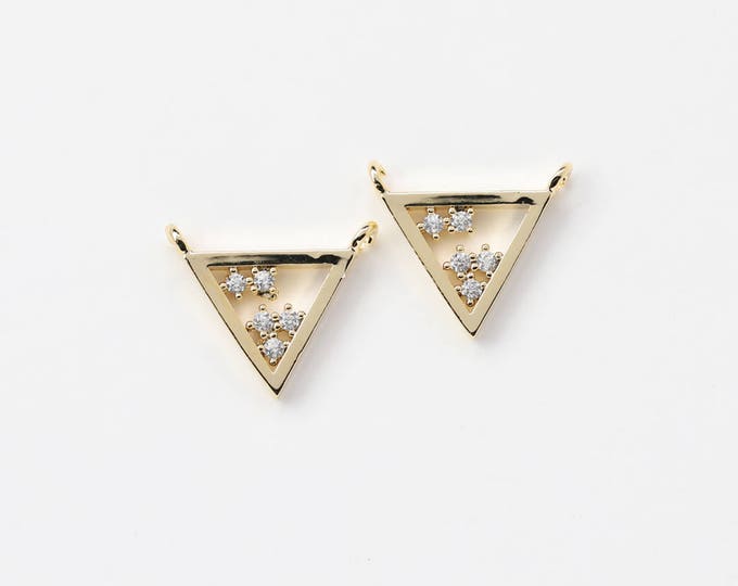 3426011 / Inverted Triangle / 16k Gold Plated Brass With CZ - Etsy