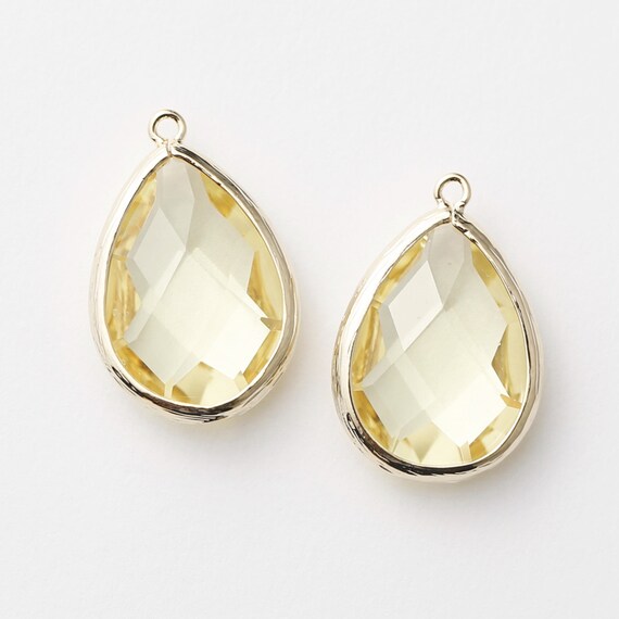 1067131 / Citrine / 16k Gold Plated Brass Framed Glass Pendant | Etsy