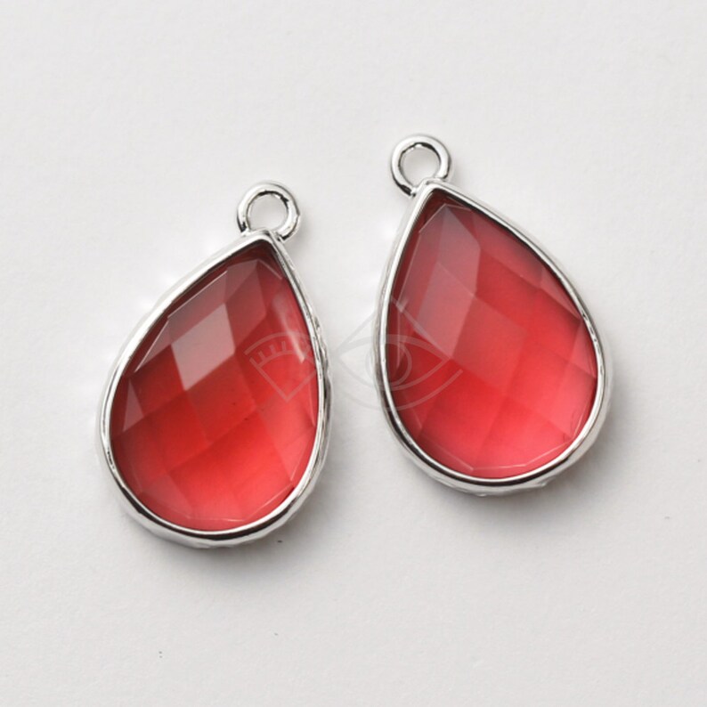 1071131 / Ruby / 16k Gold Plated Brass Framed Glass Pendant - Etsy