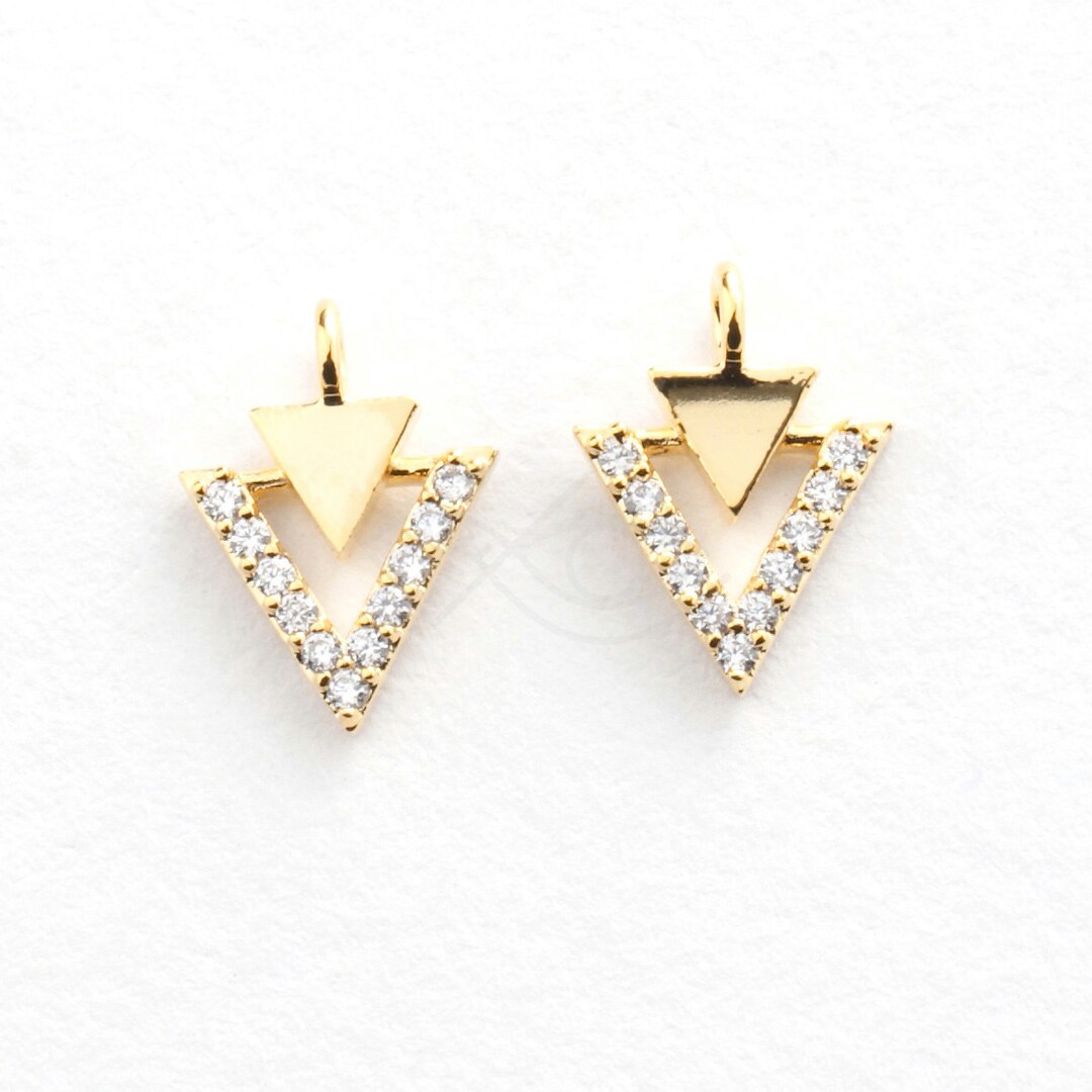 3394021 / Inverted Triangle / 16k Gold Plated Brass With CZ Pendant 9 ...
