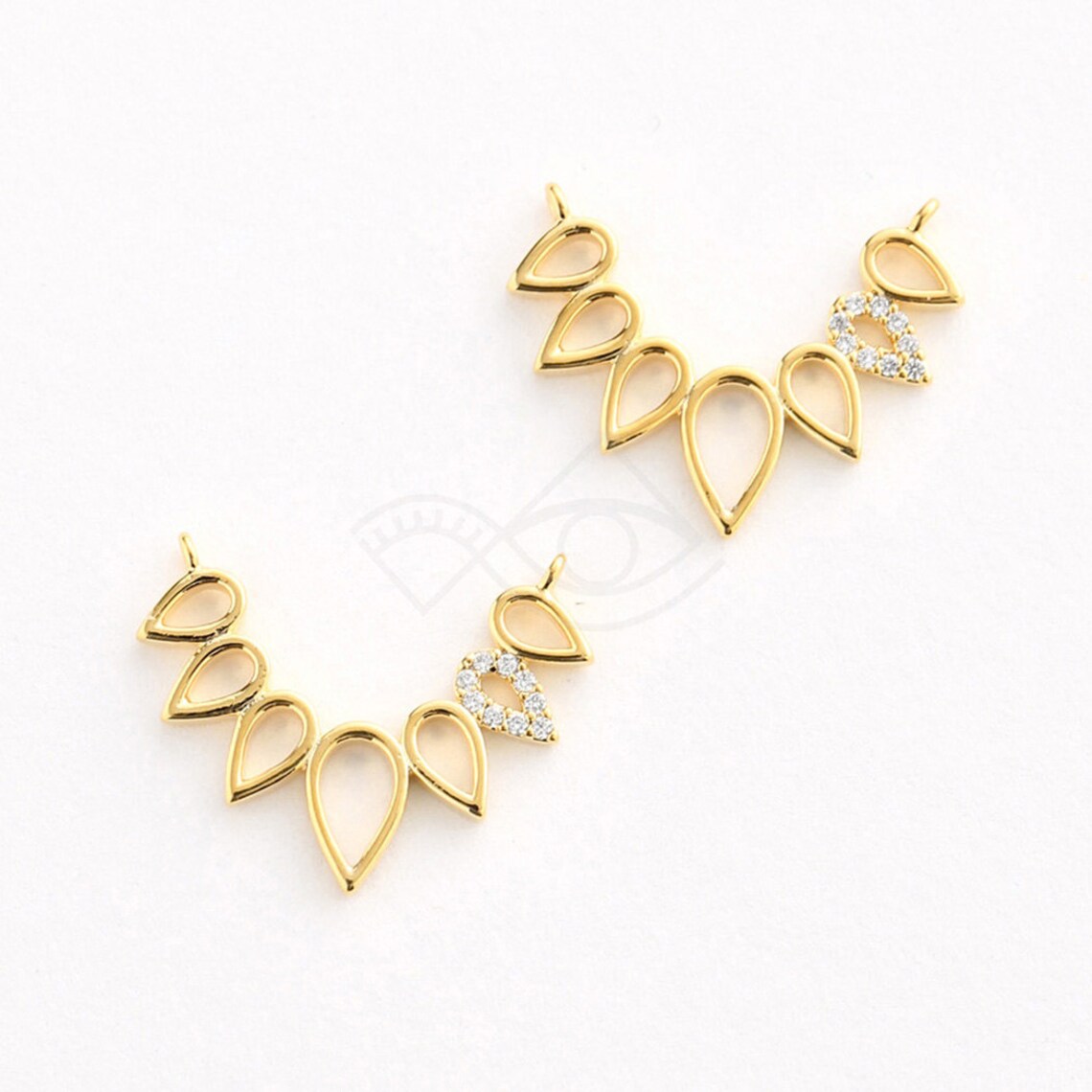 3361012 / Inverted Teardrops small / Rhodium Plated Brass | Etsy