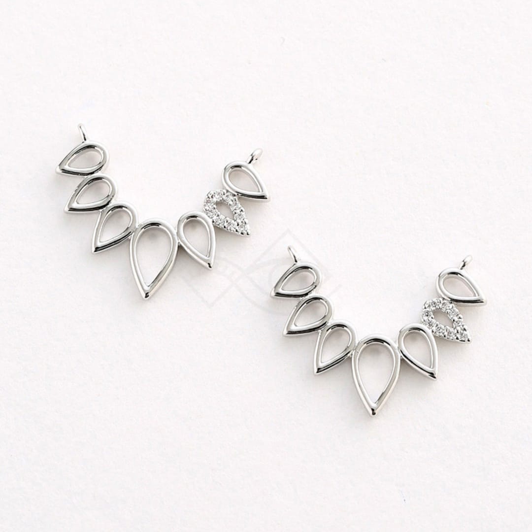 3361012 / Inverted Teardrops (small) / Rhodium Plated Brass With CZ ...