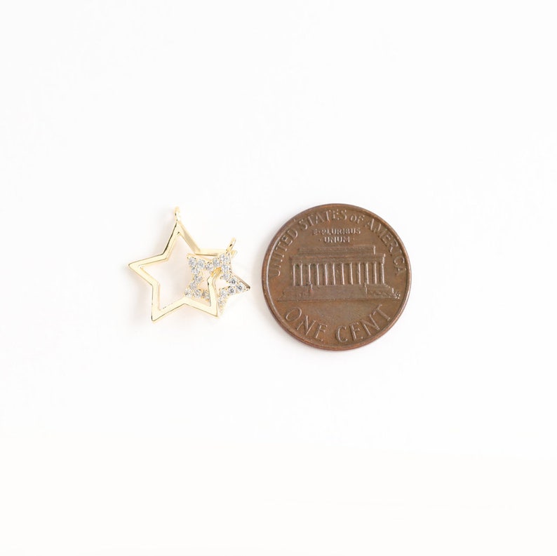 3627051 / Linked Stars / 16k Gold Plated Brass With CZ Pendant | Etsy