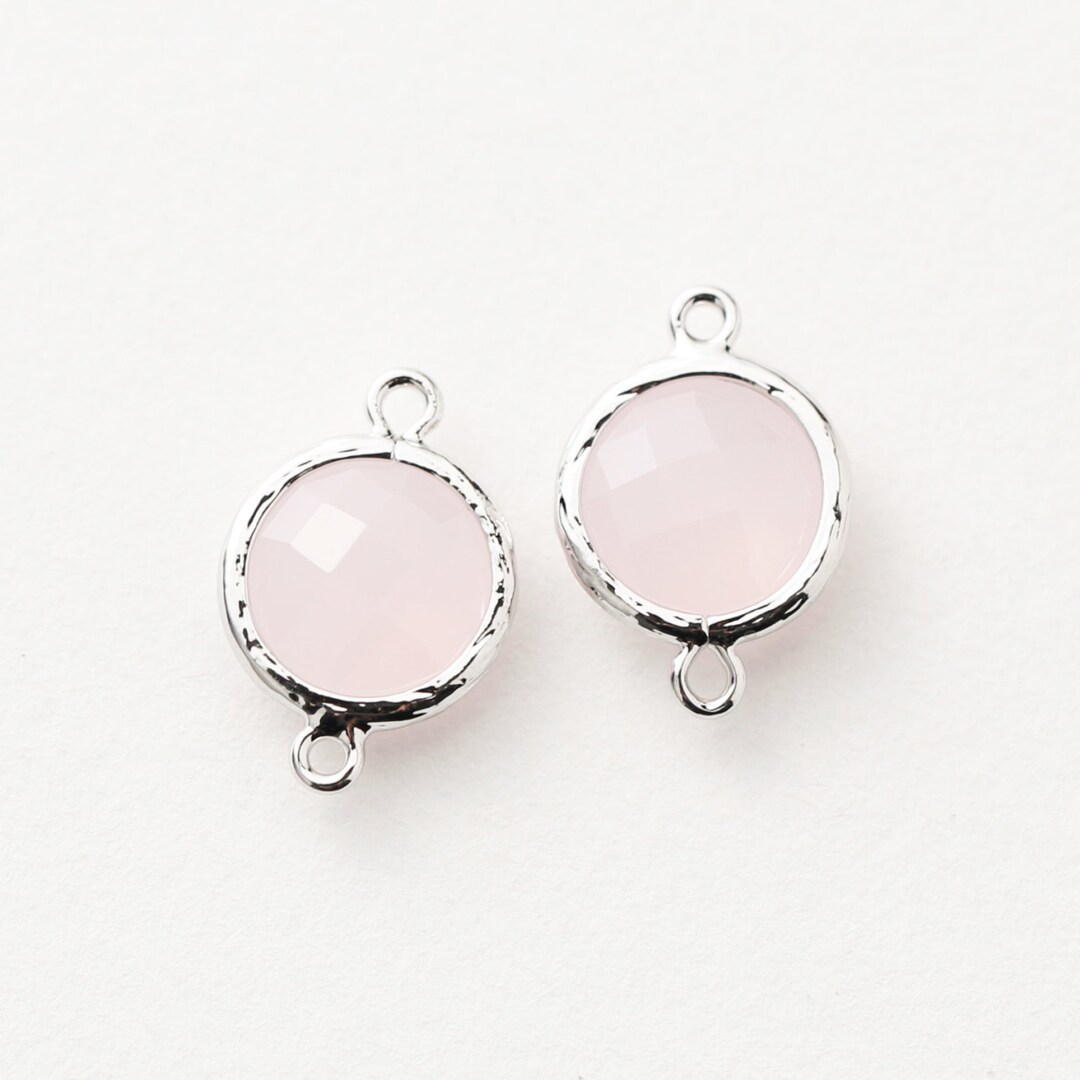 2003182 / Rosa hielo / Conector de vidrio enmarcado en latón chapado en ...