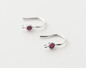 5579022 / Simple CZ Earring Hook / Rhodium Plated Brass With - Etsy