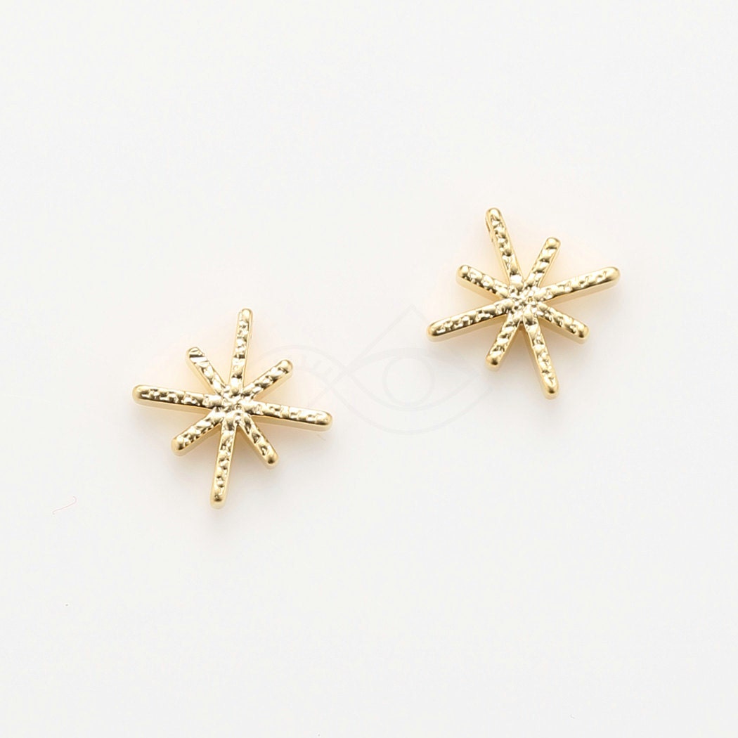 3418014 / Asterisk / 16k Matt Gold Plated Brass Pendant 11mm X 11mm / 0 ...