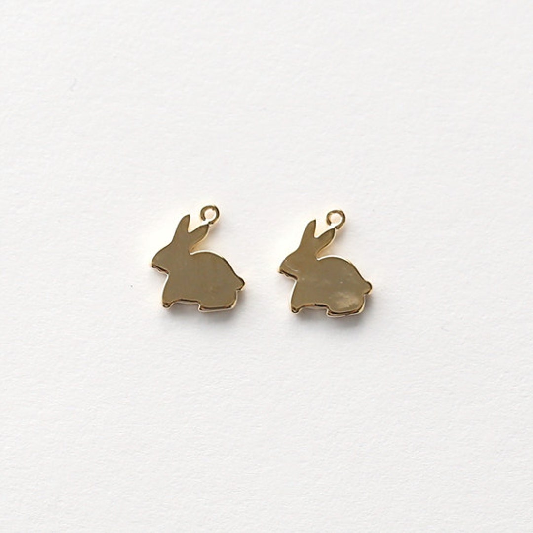 3216021 / Small Rabbit / 16k Gold Plated Brass Pendant 9.5mm X 10.7mm ...