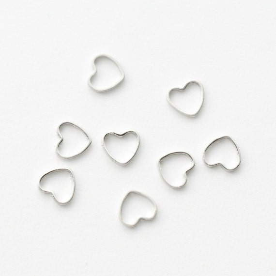 3248015 / Heart Outline / Matt Rhodium Plated Brass Connector 6.7mm X 6 ...