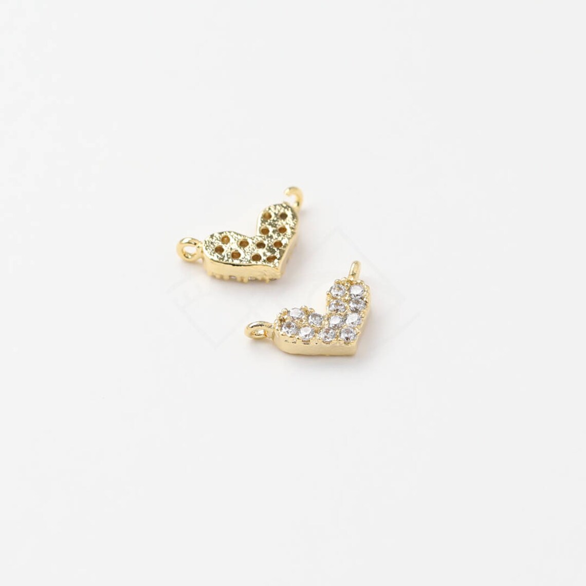 3174101 / Cubic Heart / 16k Gold Plated Brass with Cubic | Etsy