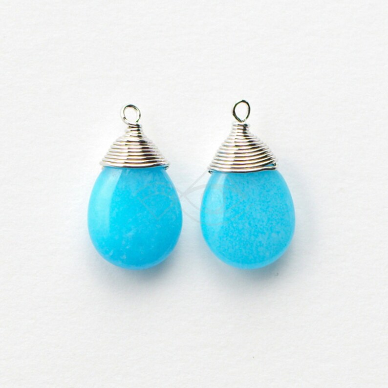 1050052 / Dark Aqua / Rhodium Plated Wire Loop Pendant 10mm X | Etsy