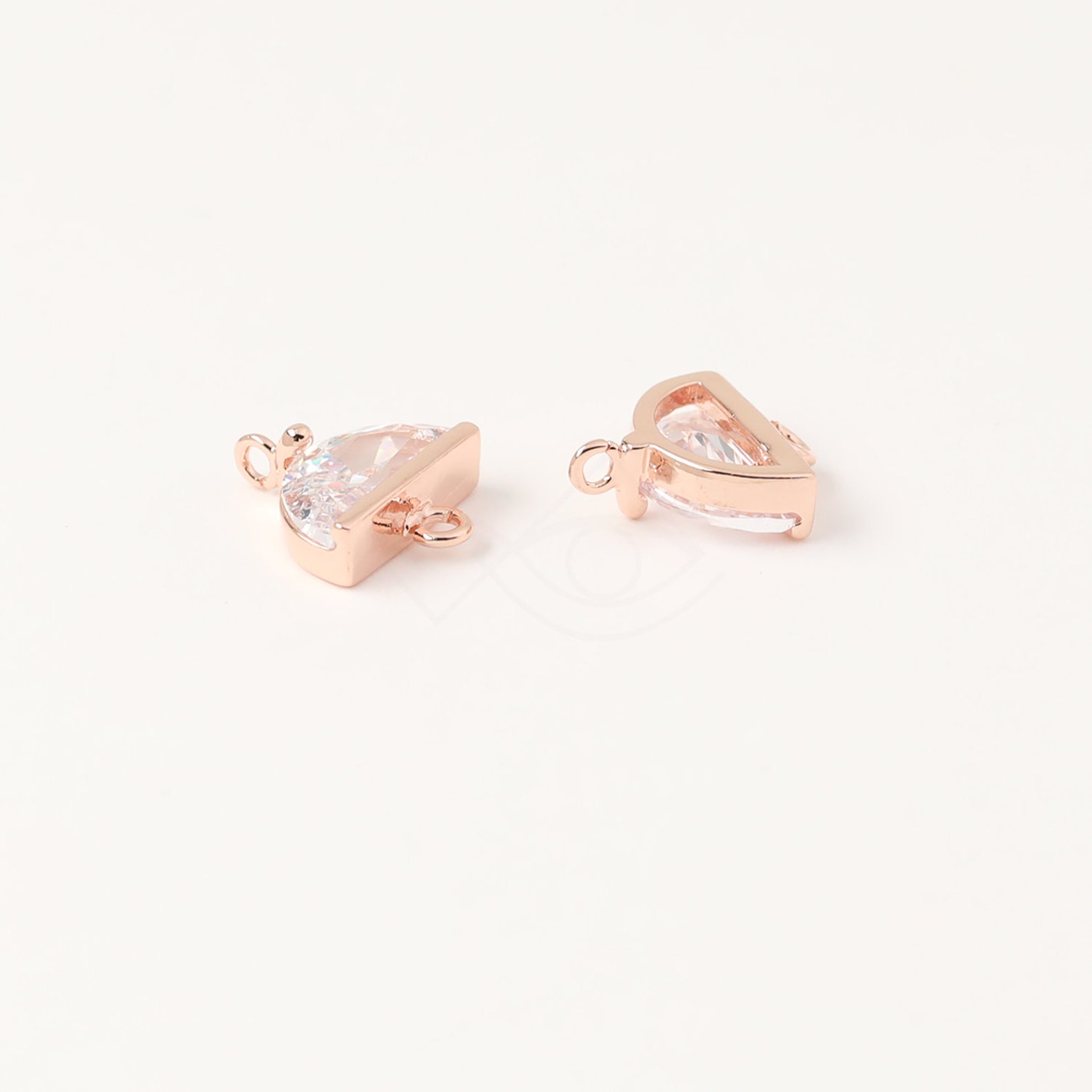 3563027 / Half Round (medium) / Rose Gold Plated Brass With CZ ...