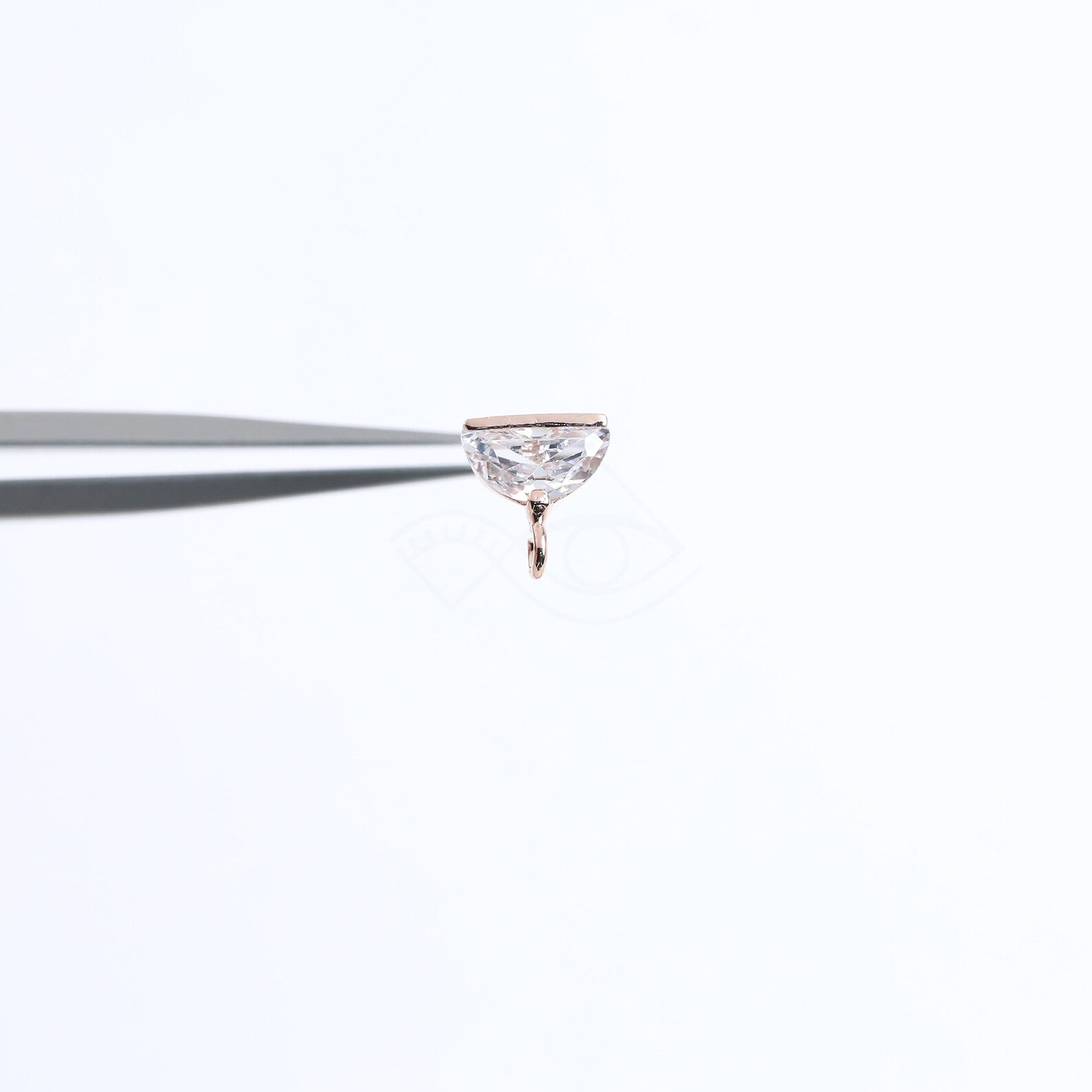 5608012 / Half Round / Rhodium Plated Brass With CZ Stud | Etsy