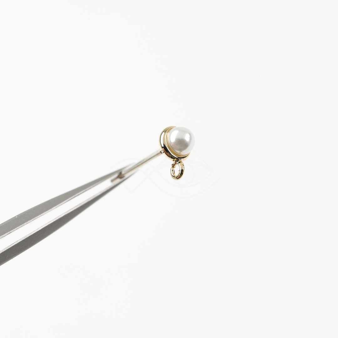 5601011 / Pearl / 16k Gold Plated Brass Framed Stone Earring 4.8mm ...