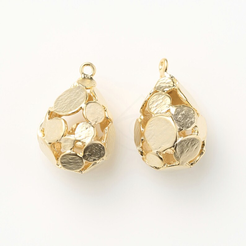 3405014 / Circle Teardrop / 16k Matt Gold Plated Brass Pendant - Etsy