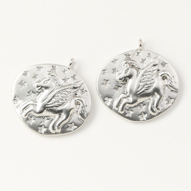 3561014 / Unicorn Coin / 16k Matt Gold Plated Brass Pendant | Etsy