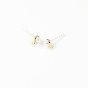 5601011 / Pearl / 16k Gold Plated Brass Framed Stone Earring 4.8mm ...