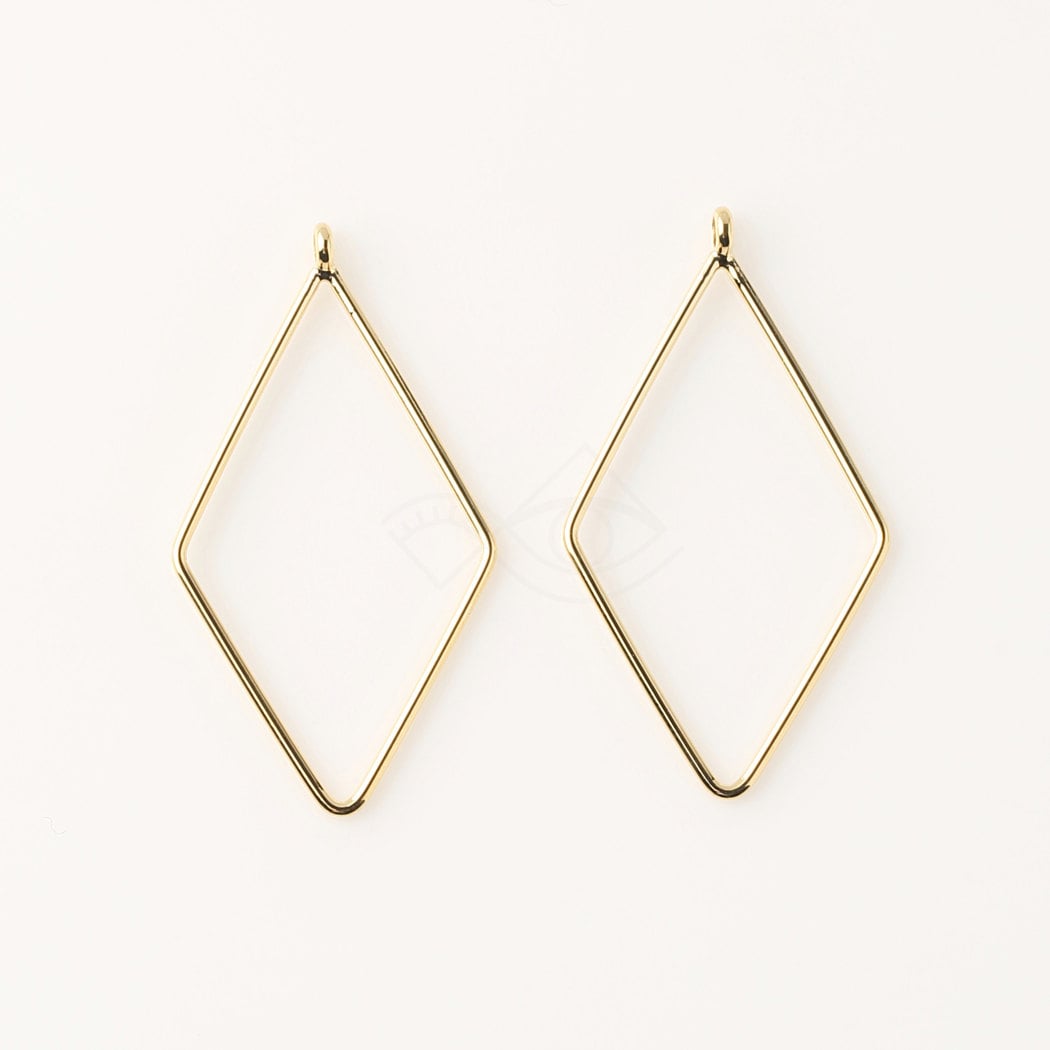 3409021 / Outline Rhombus / 16k Gold Plated Brass Pendant 20mm | Etsy