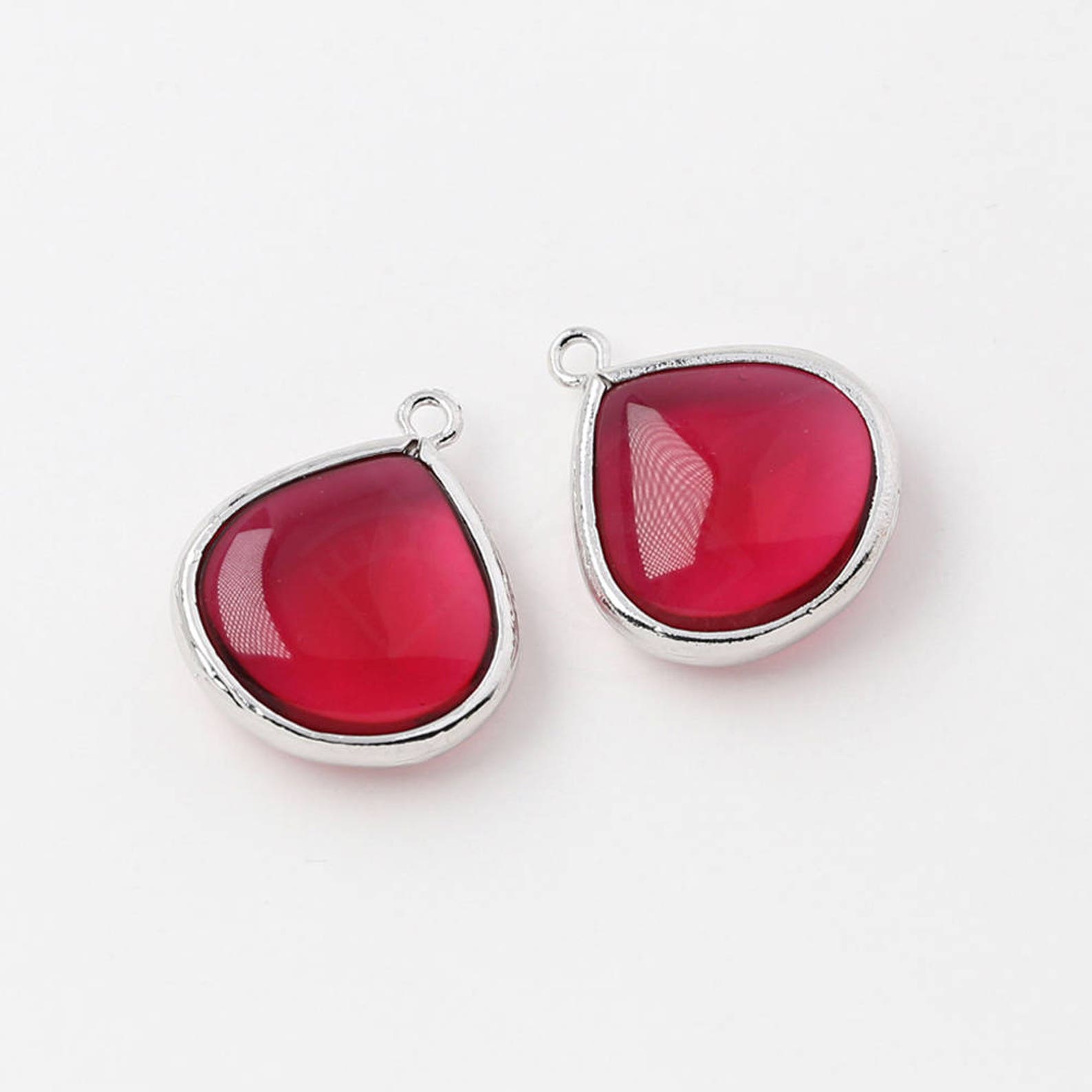 1006257 / Ruby / Rose Gold Plated Brass Framed Glass Pendant 18mm X ...