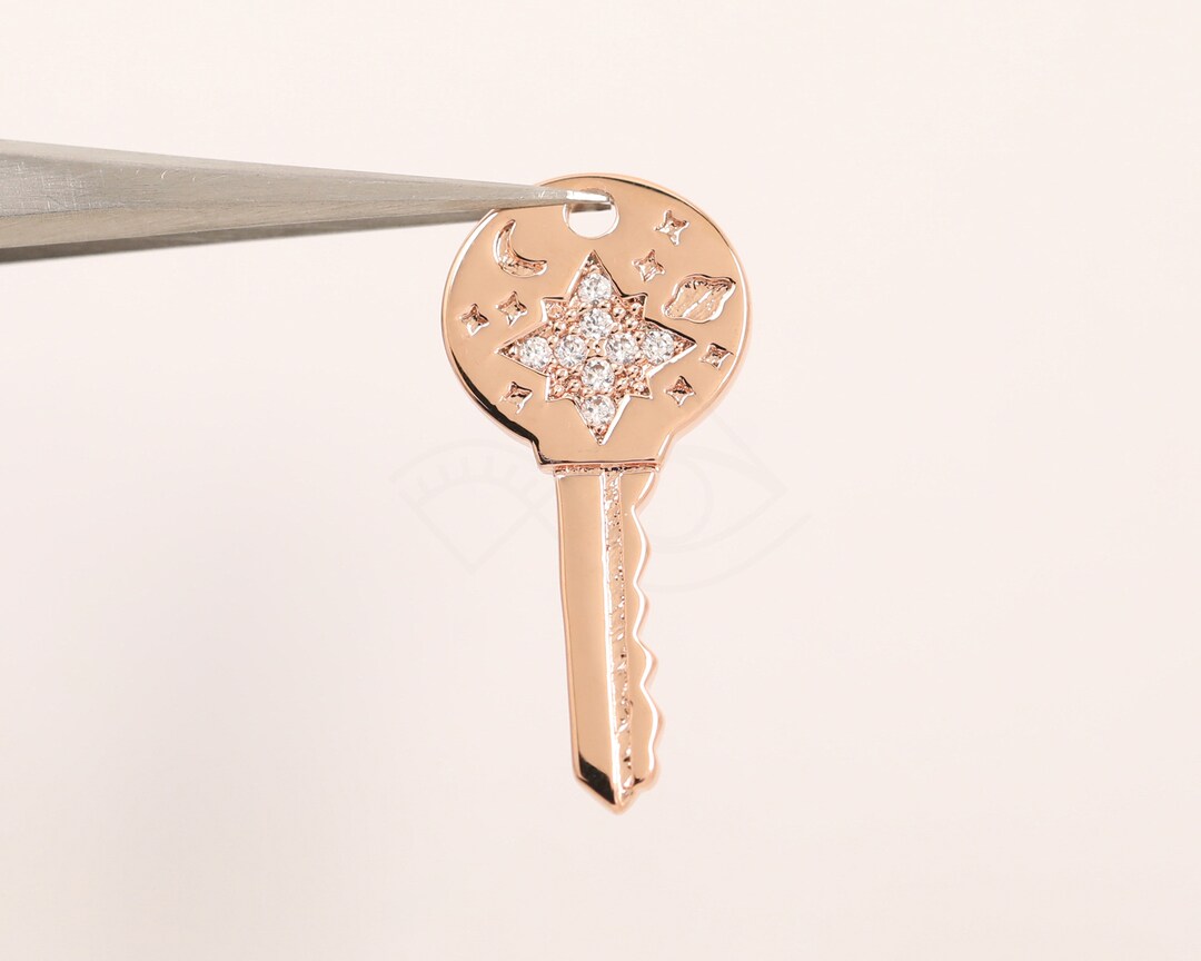 3862017 / Cubic Key / Rose Gold Plated Brass With Cubic Pendant 10.4mm ...