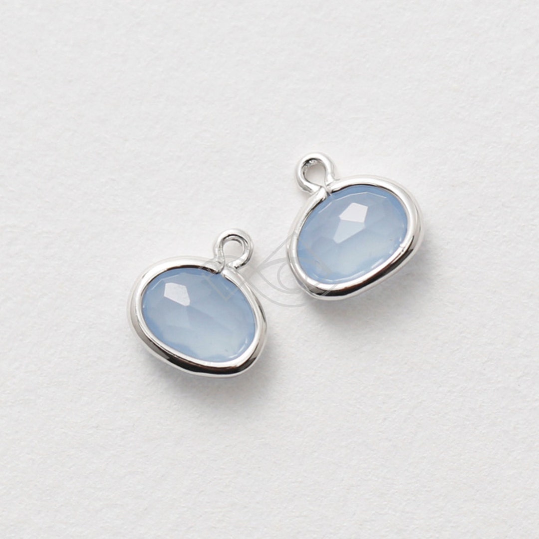 1070152 / Royal Blue / Rhodium Plated Brass Framed Glass Pendant 8.3mm ...