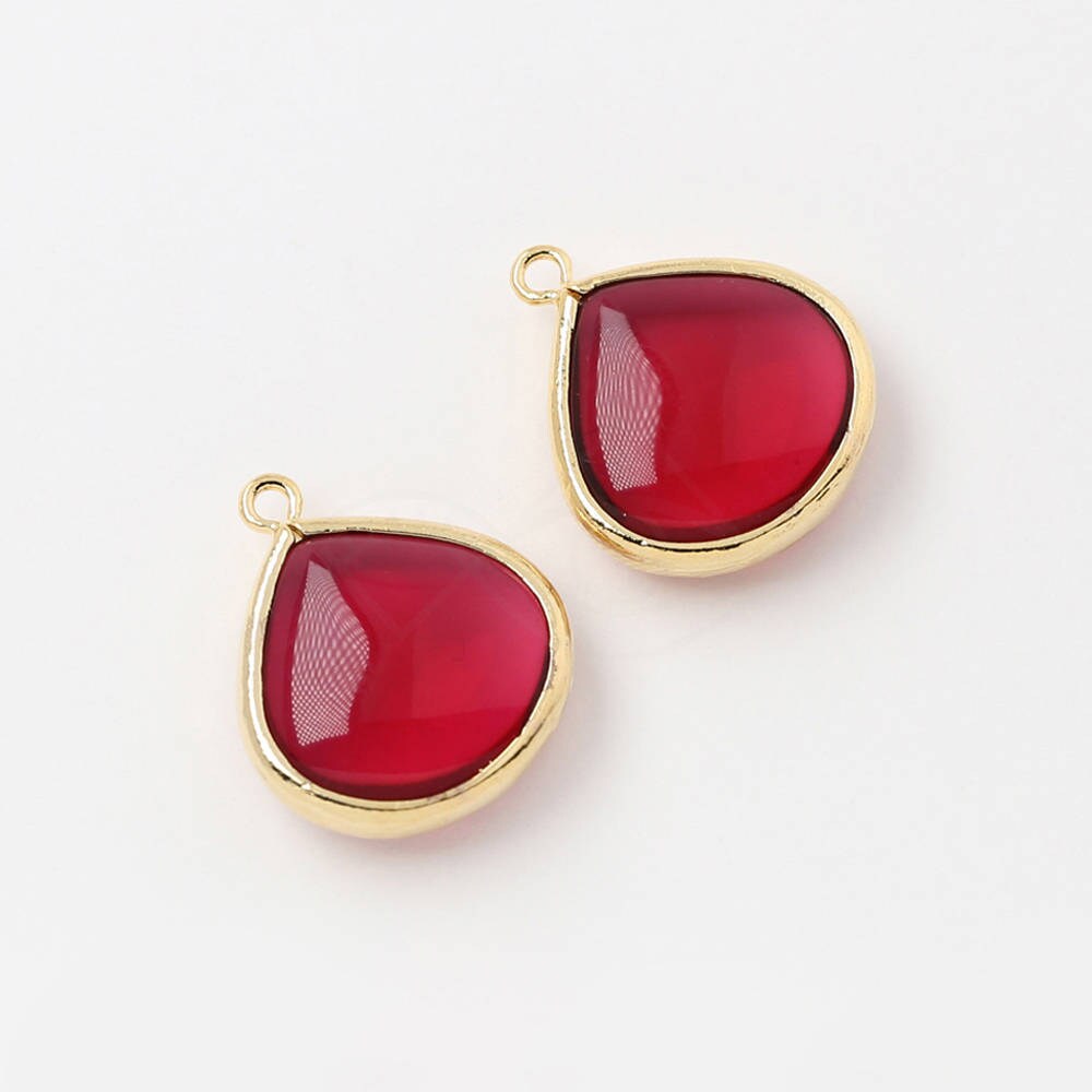 1006257 / Ruby / Rose Gold Plated Brass Framed Glass Pendant 18mm X ...