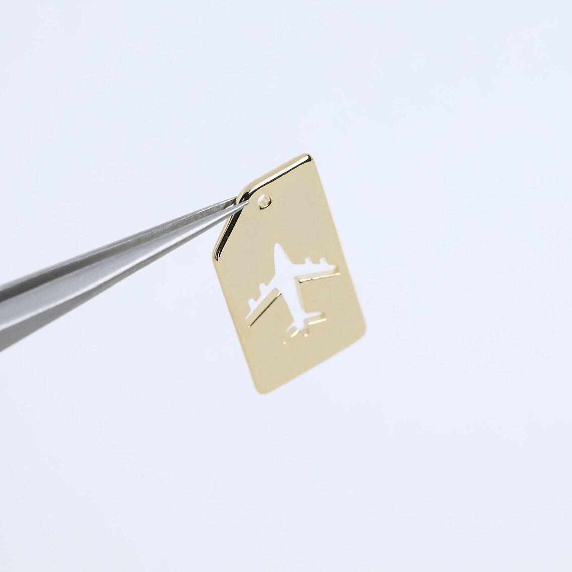 3732011 / Rectangle Airplane Tag / 16k Gold Plated Brass - Etsy