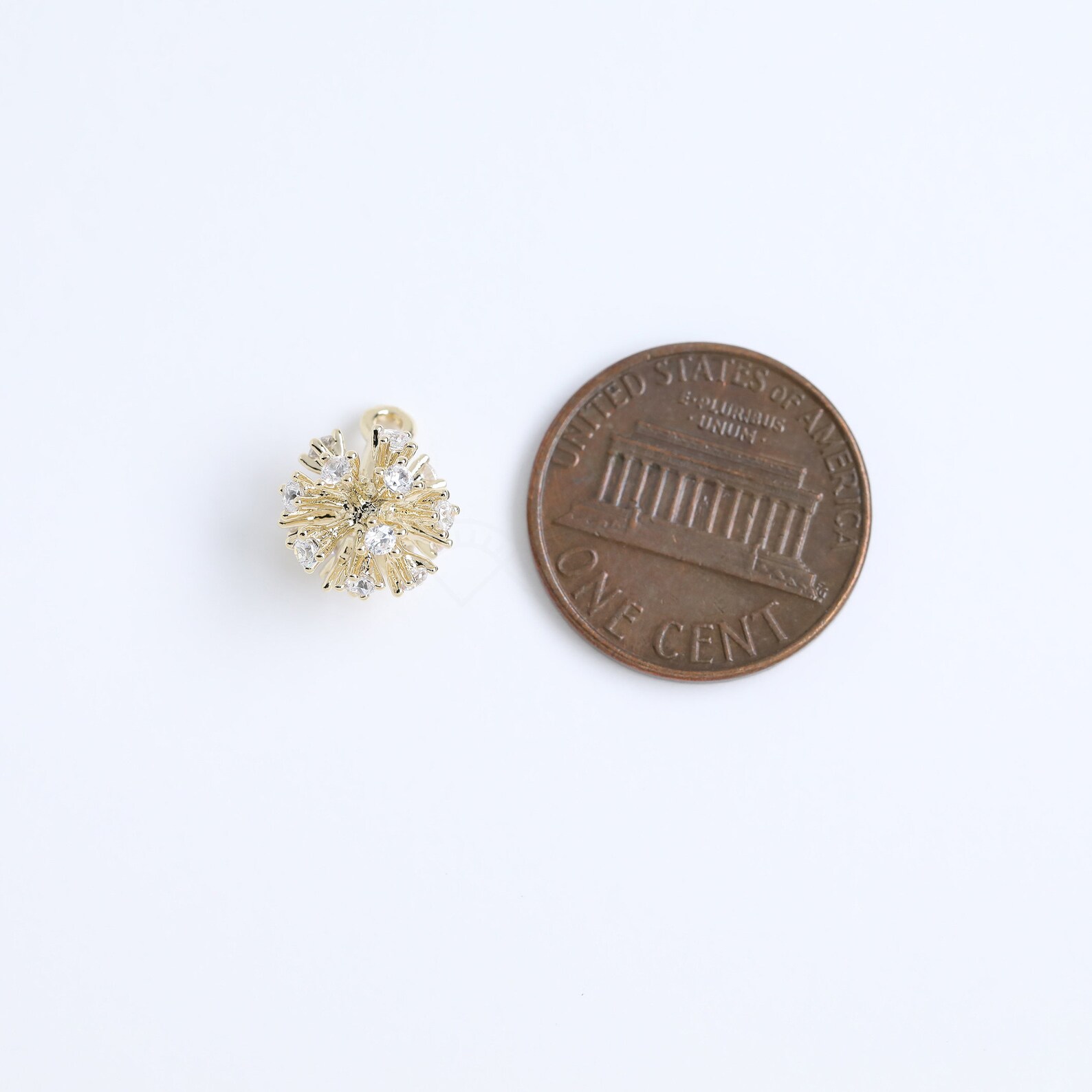 3735011 / Cubic Ball / 16k Gold Plated Brass With CZ Pendant 9.9mm ...