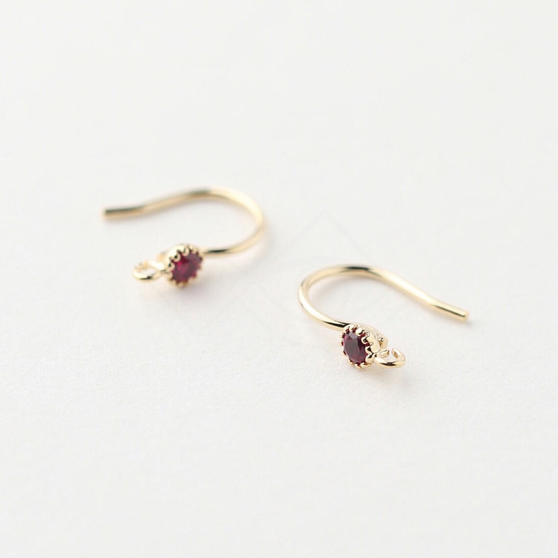 5579022 / Simple CZ Earring Hook / Rhodium Plated Brass With | Etsy