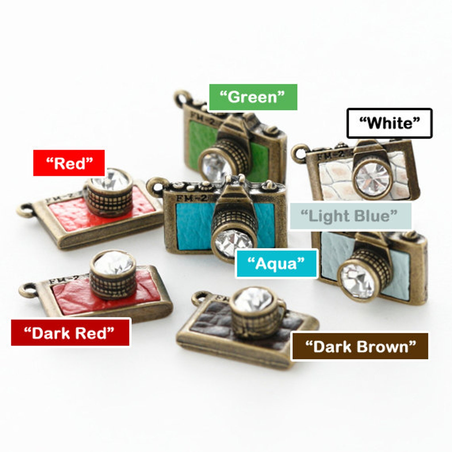 3227019 / Light Blue / Camera / Antique Brass Plated Brass | Etsy