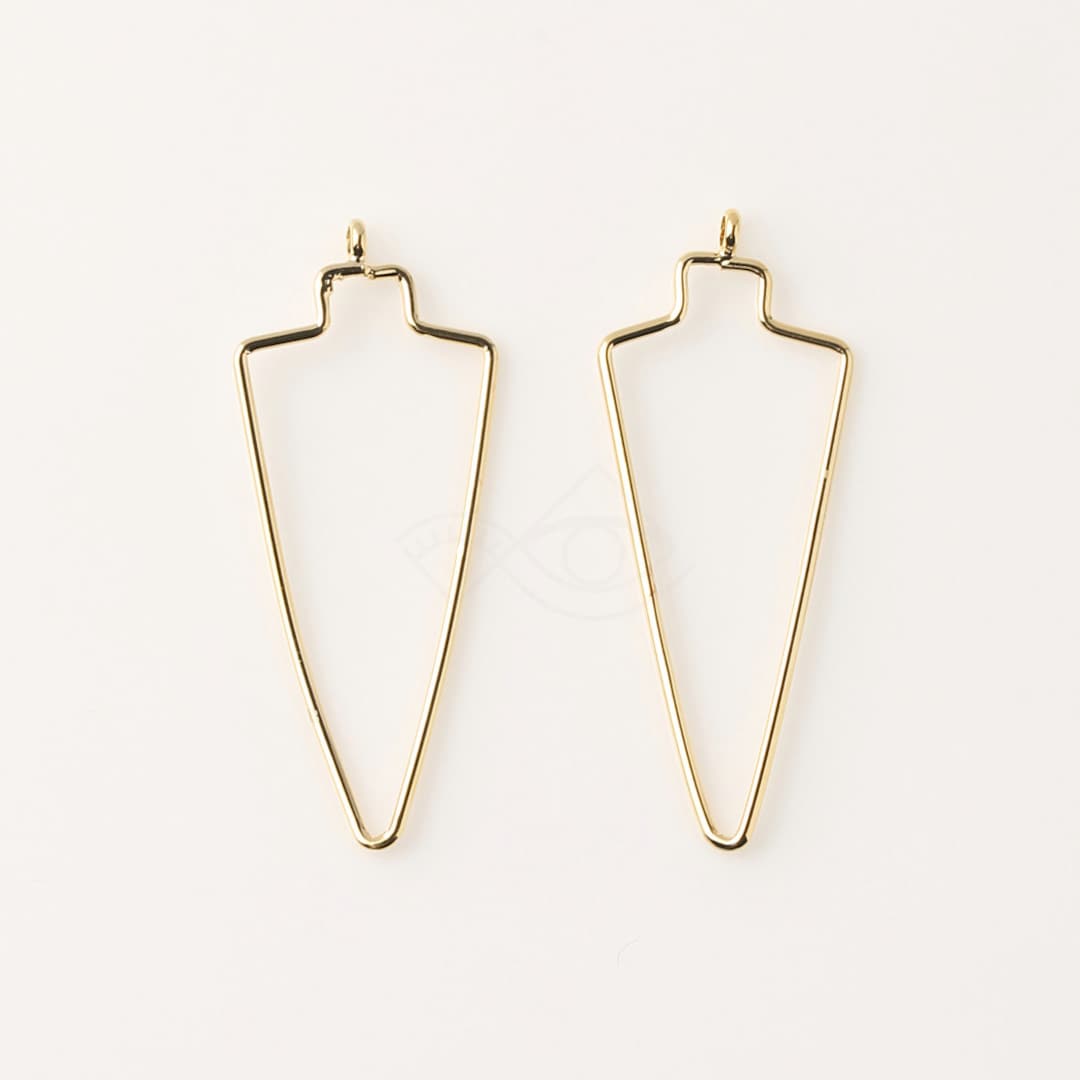 3409011 / Inverted Outline Spade / 16k Gold Plated Brass Pendant 16.3mm ...