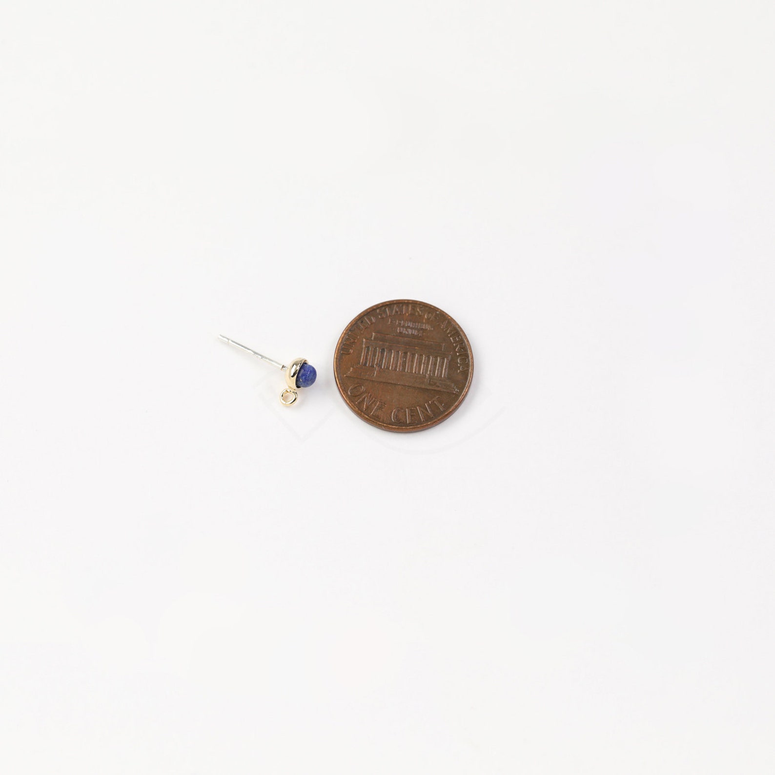 5601071 / Lapis / 16k Gold Plated Brass Framed Stone Earring - Etsy