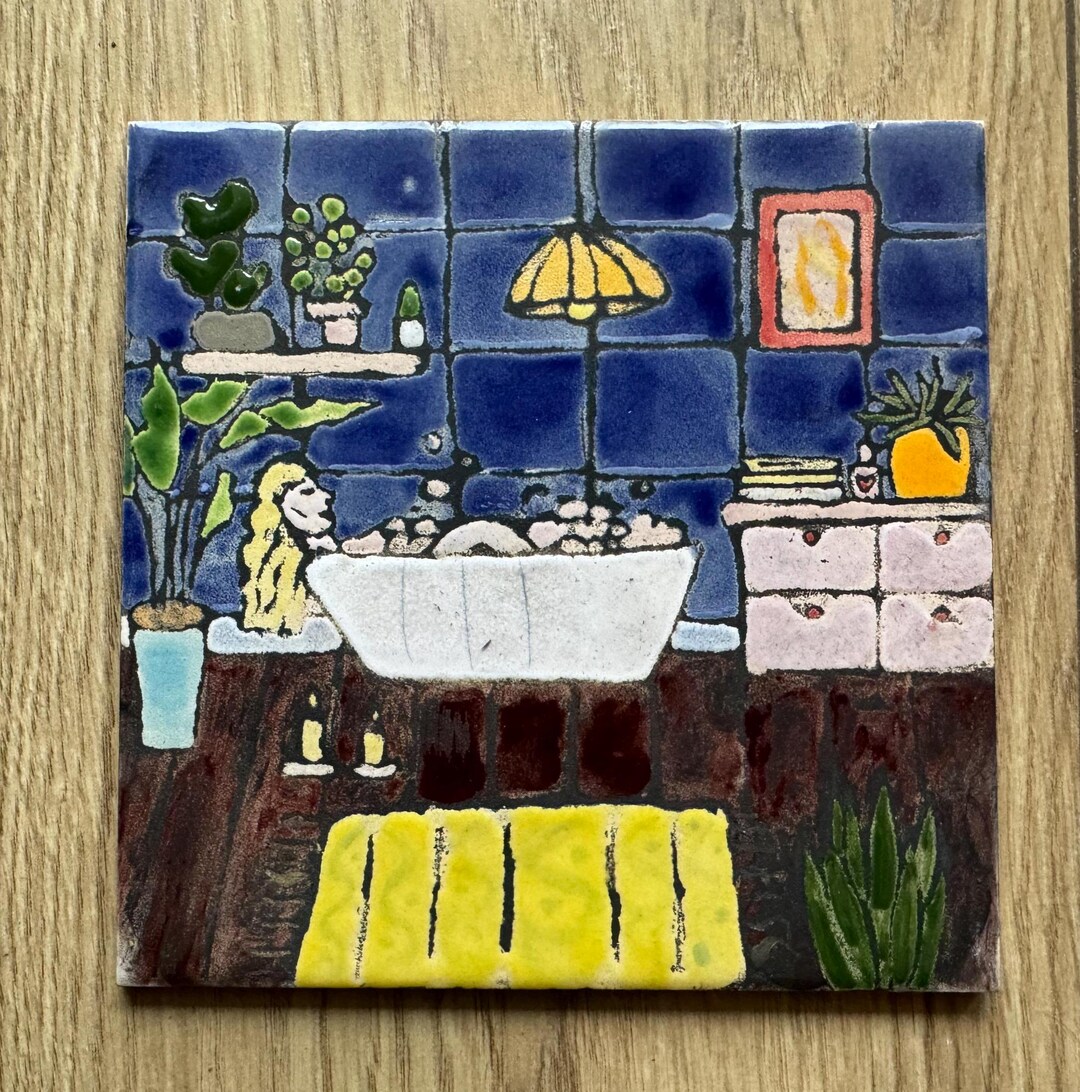 Handmade Ceramic Tile - Wall Decor/home Decor - Just Having a Bath - Etsy