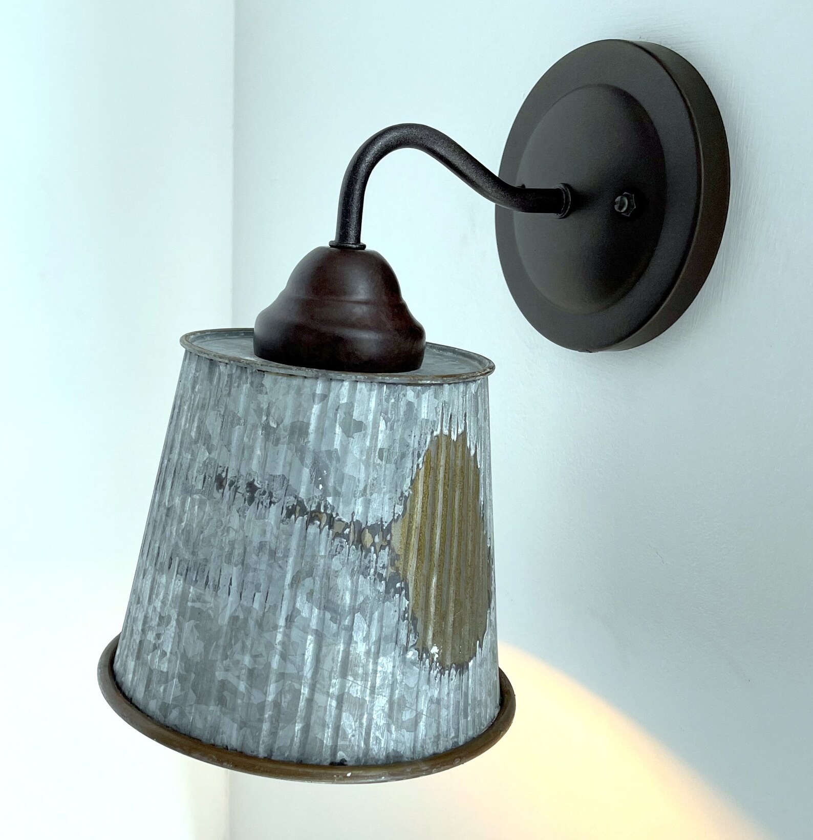 Rustic Barn Metal Farmhouse Wall Light Fixture Bathroom Sconce Cabin Cottage Shade Lamp Modern ...
