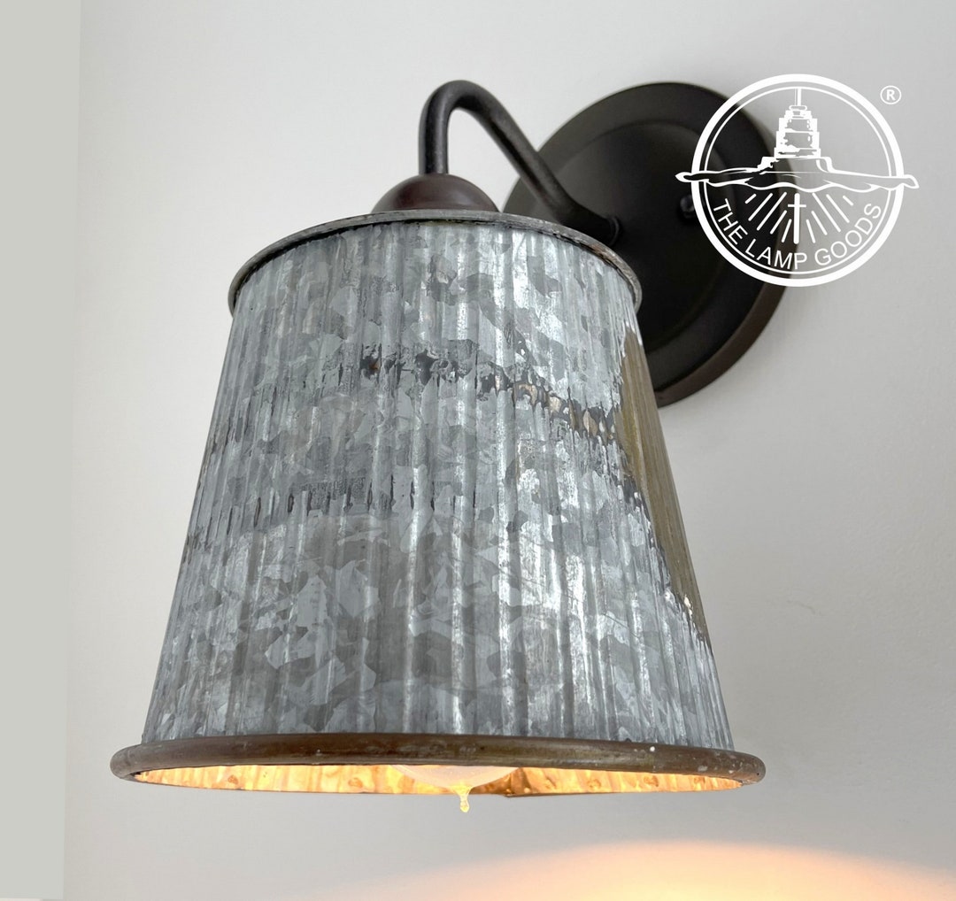 Rustic Barn Metal Farmhouse Wall Light Fixture Bathroom Sconce Cabin ...