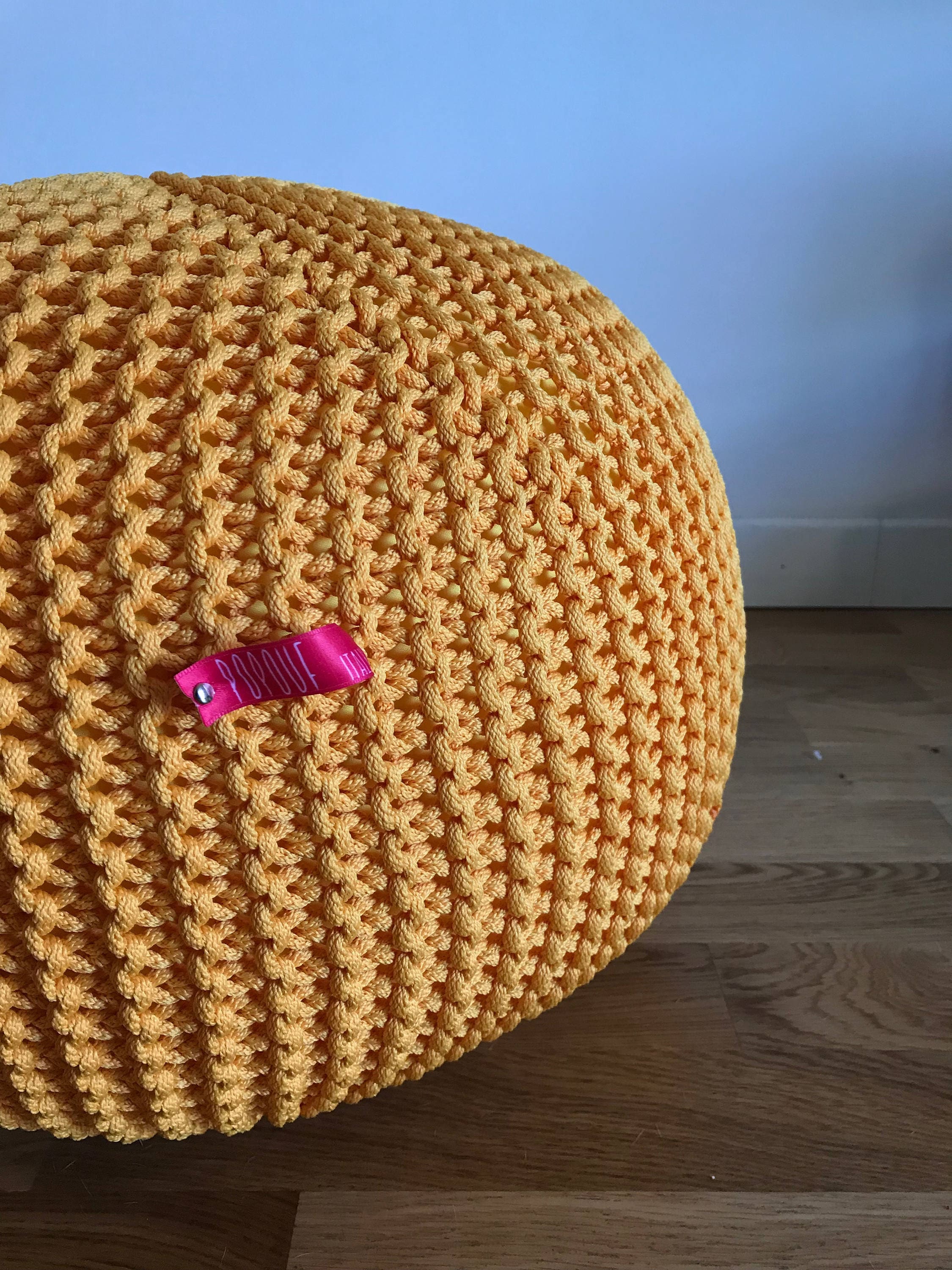 Gebreide poef Ottoman gele poef Handmade in Italië unieke | Etsy