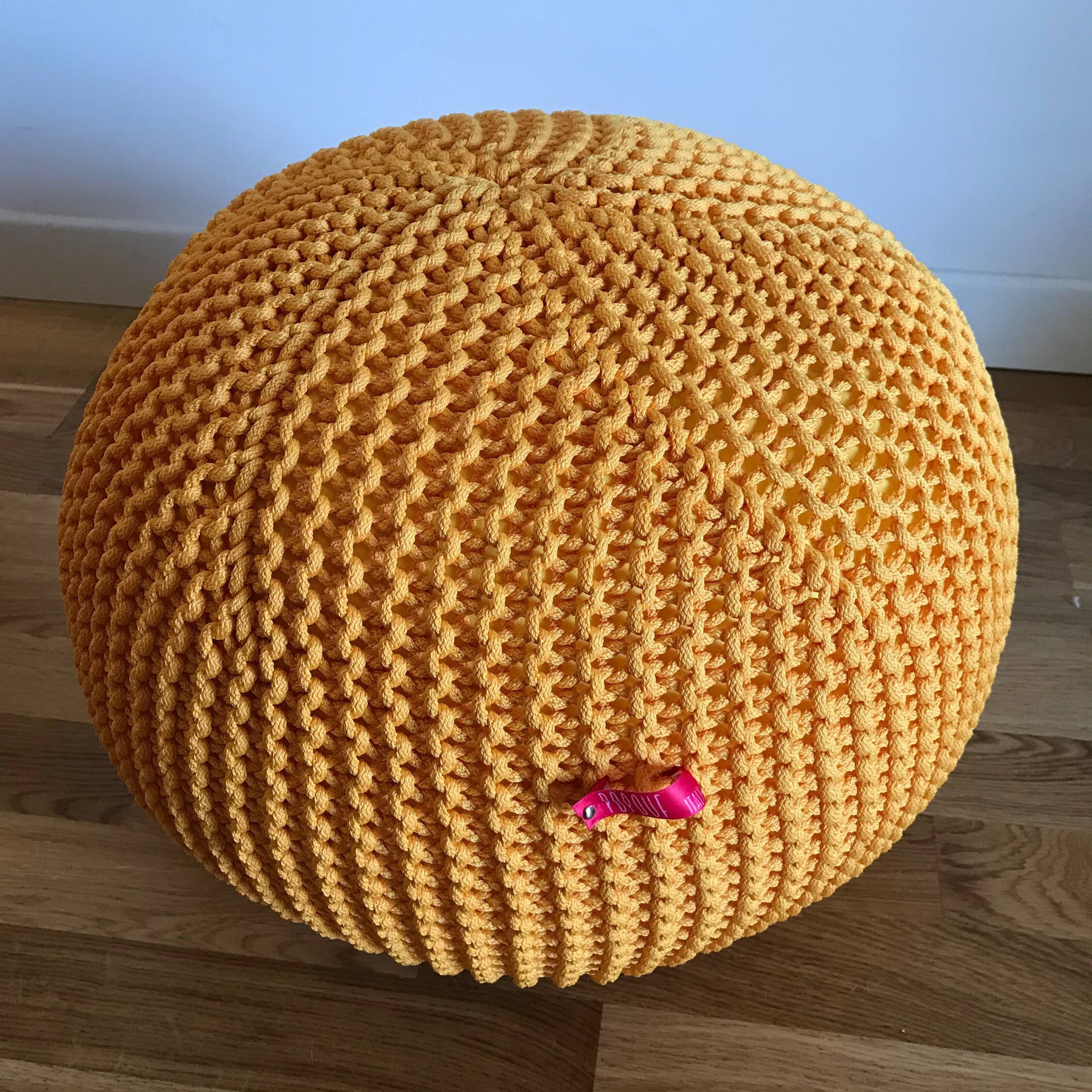 Knitted Pouf Ottoman, Yellow Pouf Handmade in Italy Unique Gifts - Etsy