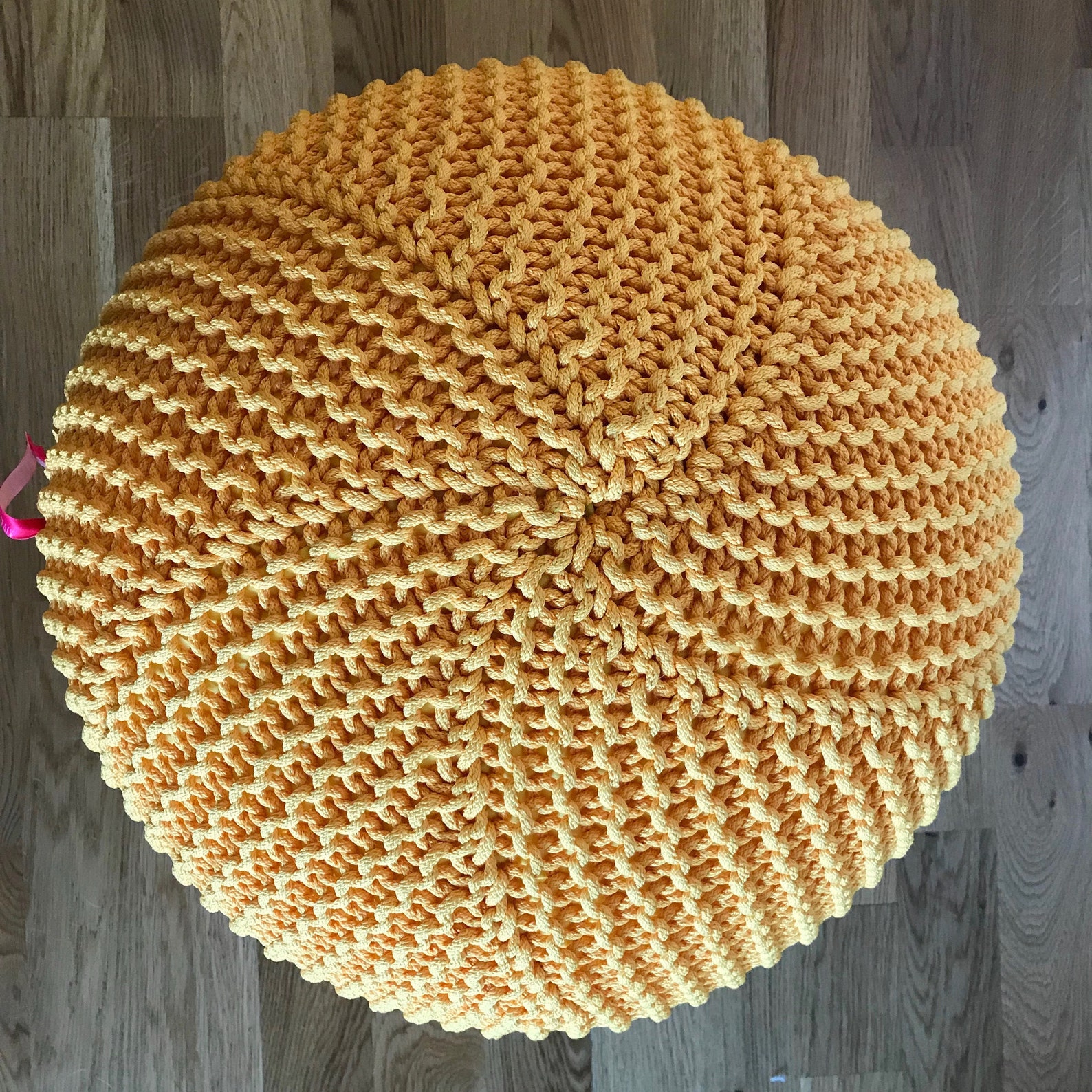 Knitted Pouf Ottoman, Yellow Pouf Handmade in Italy Unique Gifts - Etsy