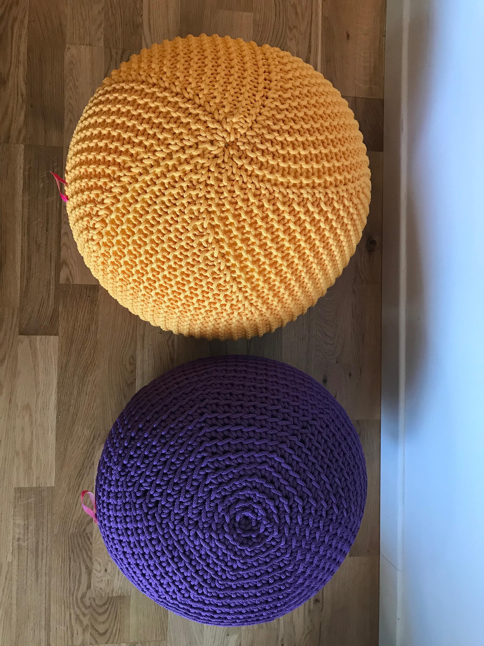 Knitted Pouf Ottoman Yellow Pouf Handmade in Italy Unique - Etsy