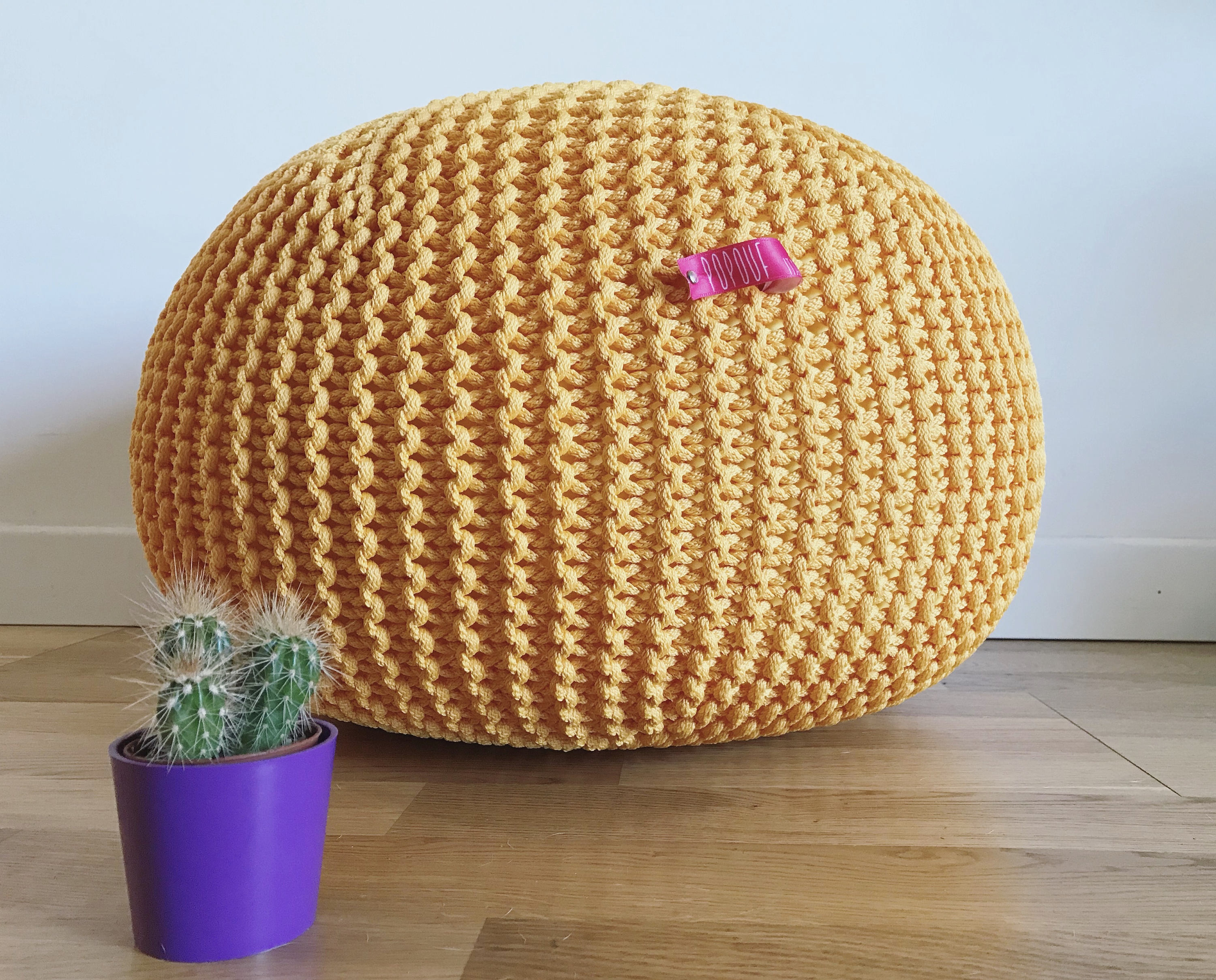 Gebreide poef Ottoman gele poef Handmade in Italië unieke | Etsy