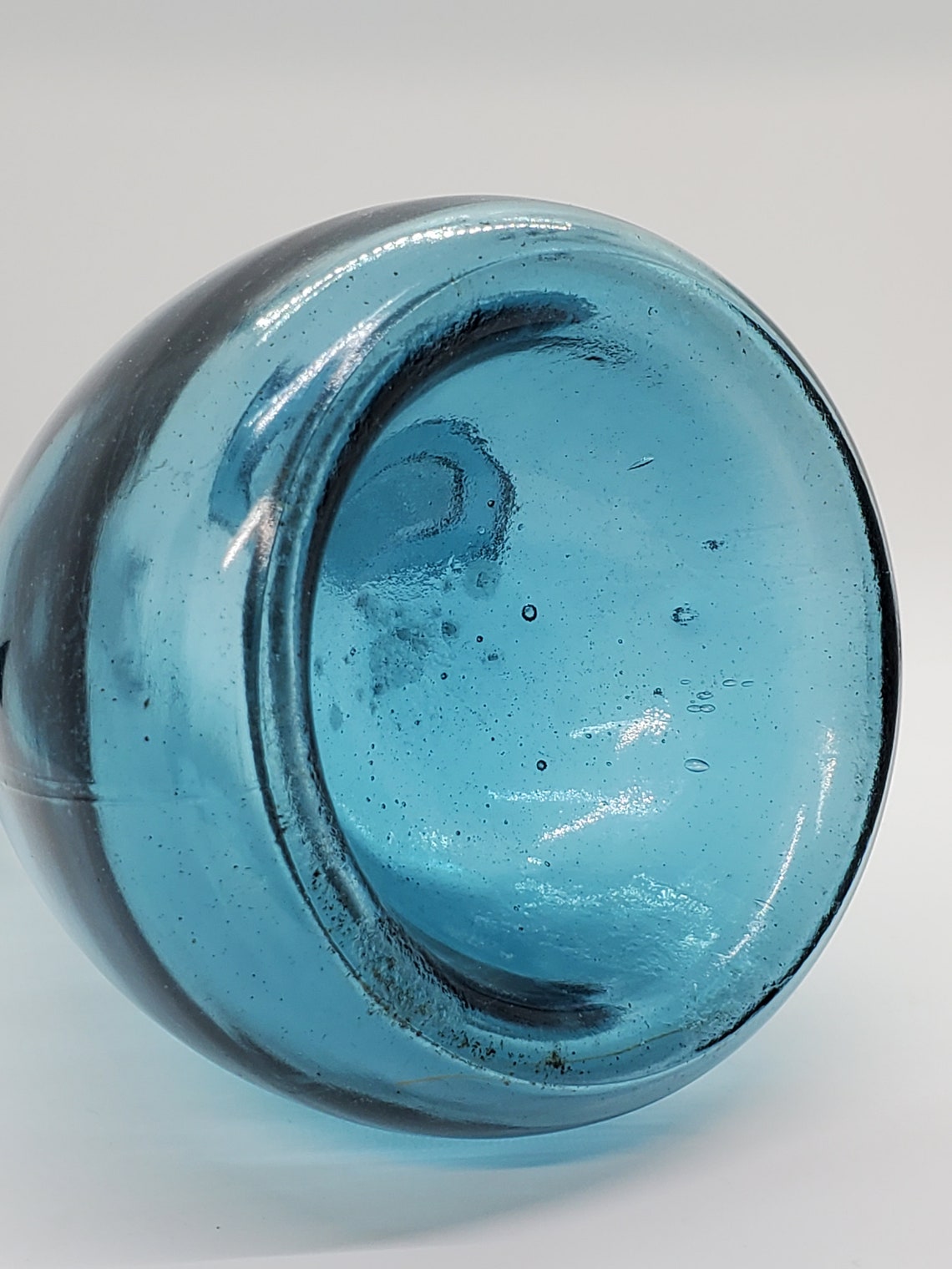 Vintage Holmegaard Denmark Hand-blown Aqua Blue Glass Bottle / Decanter ...
