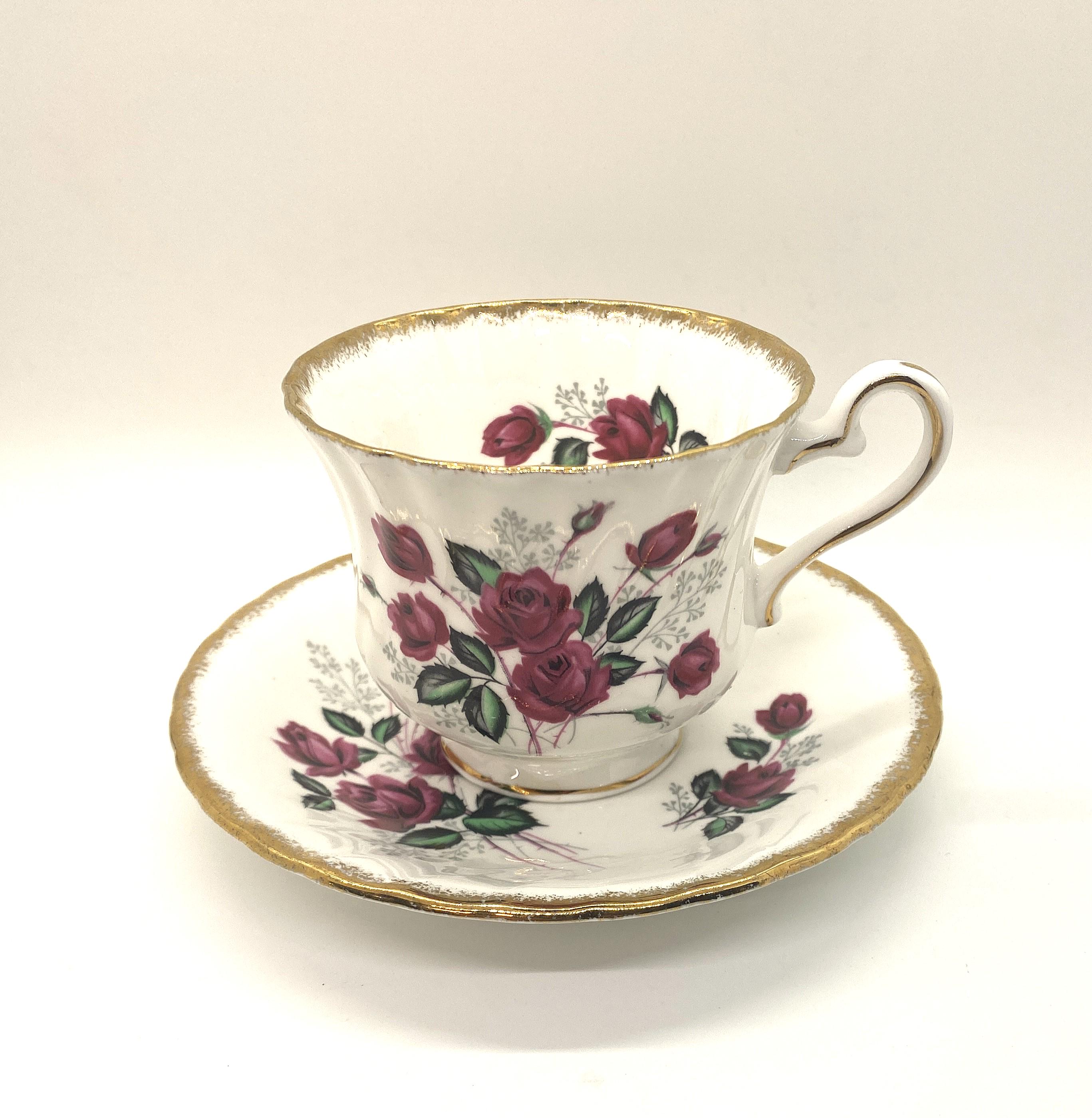 Vintage Sutherland H and M Tea Cup & Saucer, Roses Pattern, Fine Bone ...
